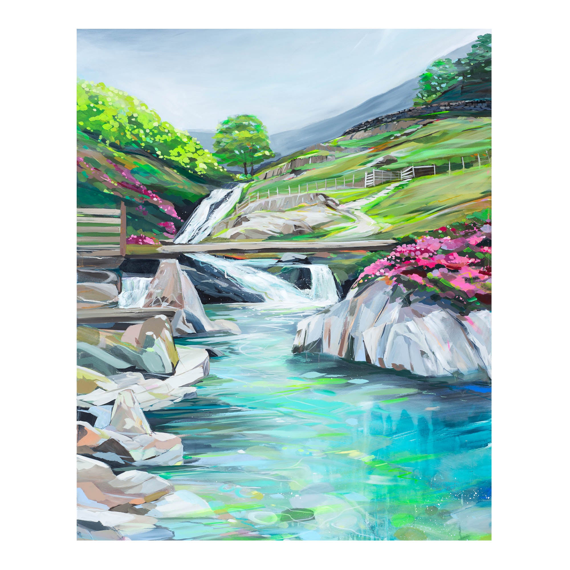 Watkin Waterfalls (Eryri) Limited Edition Print on Canvas by Janet Bell ...